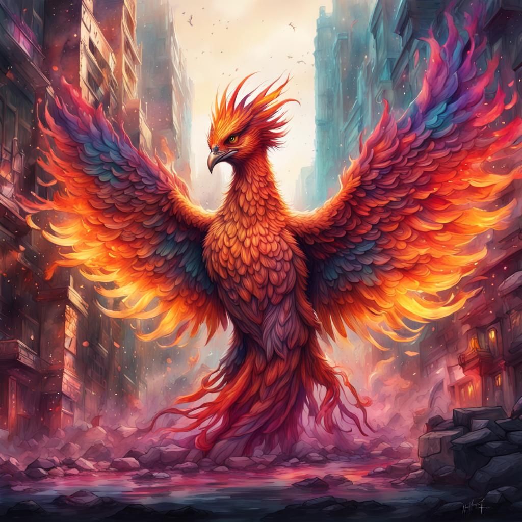 Watercolour Phoenix - AI Generated Artwork - NightCafe Creator