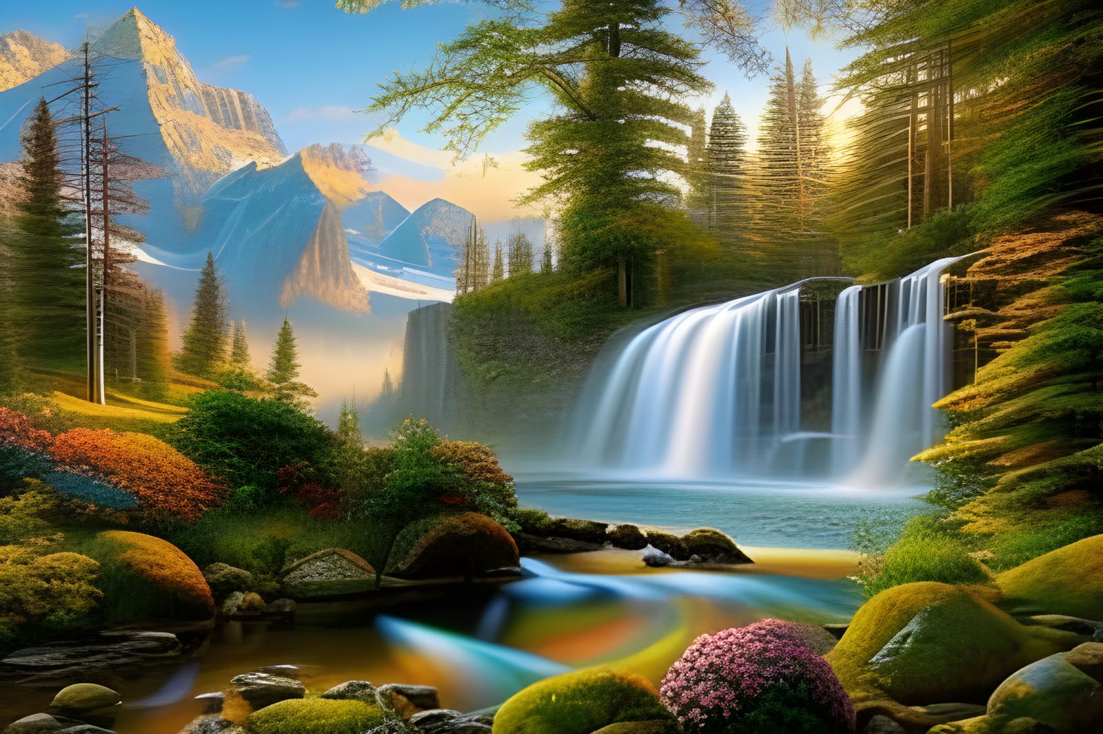 "Gorgeous hyper-detailed Canadian Cottage with Waterfalls, Mountains ...