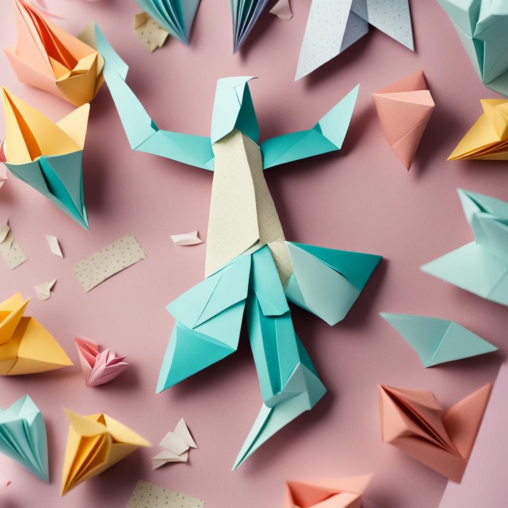 Whimsical Origami Arms in Delicate Paper Craft - AI Art