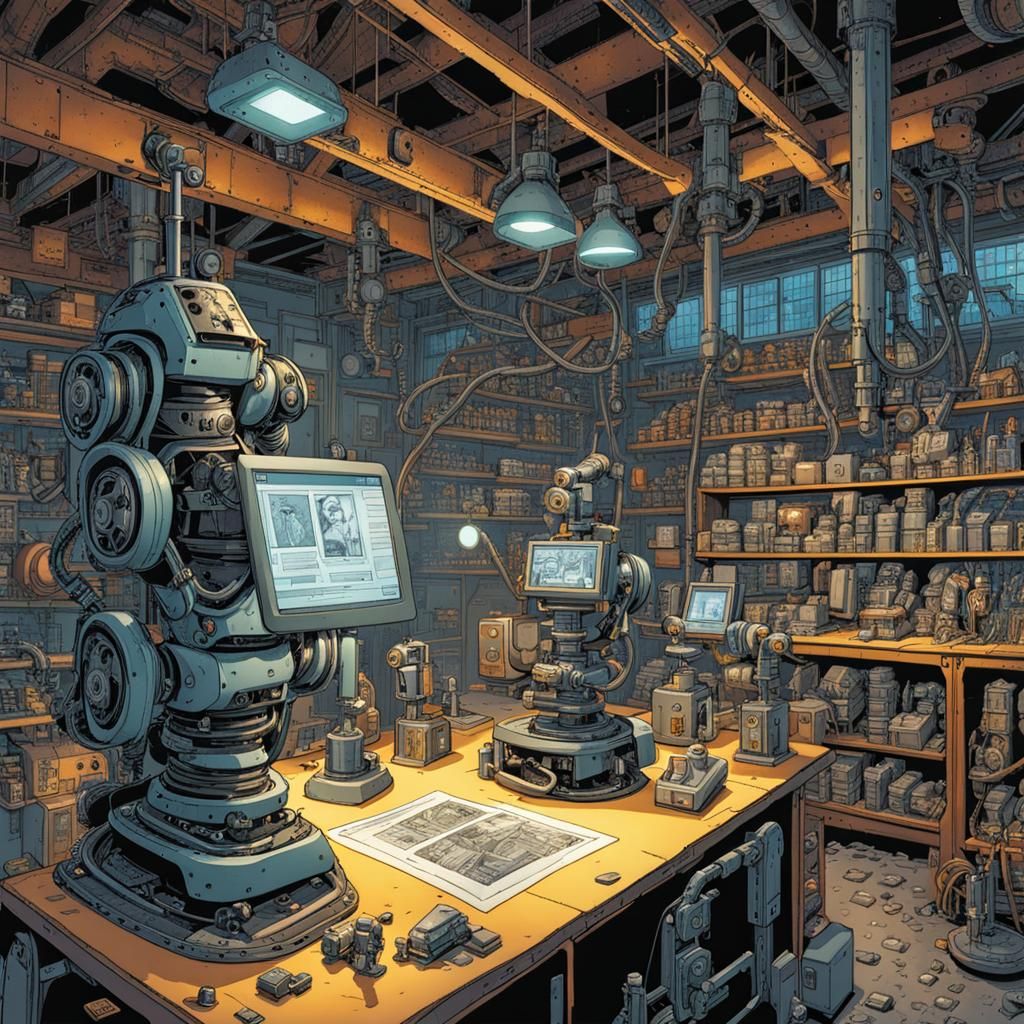 Autonomous robot shop. - AI Generated Artwork - NightCafe Creator