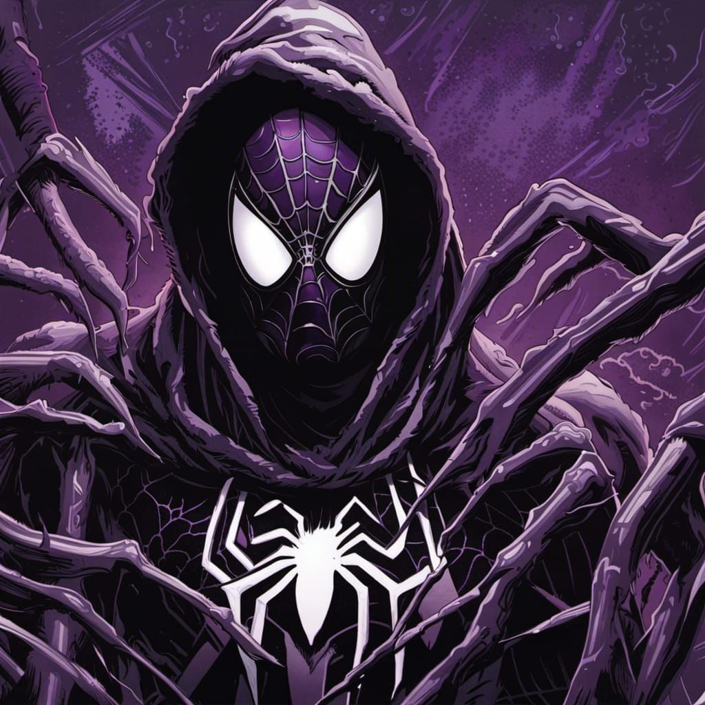 dark purple symbiote spider-man furry hood - AI Generated Artwork ...