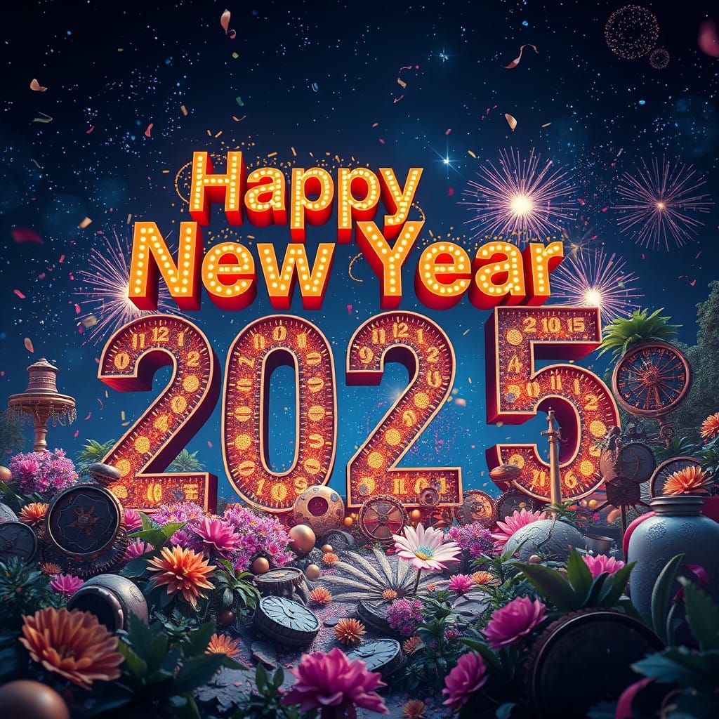 Happy new year 2025 - Fantasy Celebration Under Starry Skies