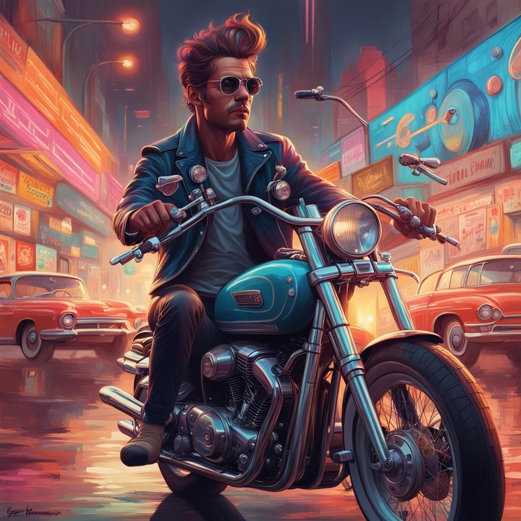 1960s counterculture, motorcycles Greaser - AI Generated Artwork ...