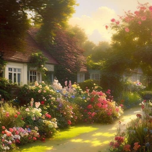 Cottage Garden - AI Generated Artwork - NightCafe Creator