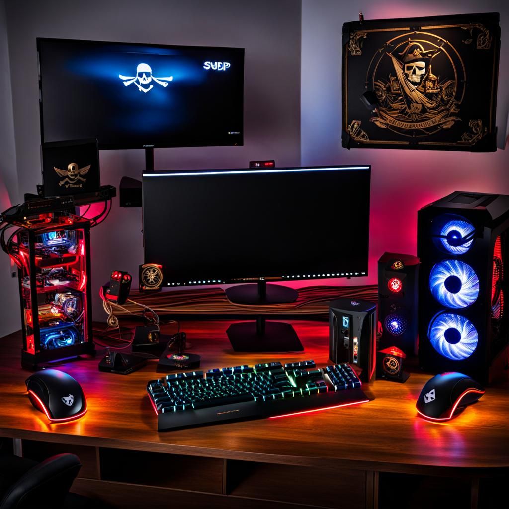 "pirate themed" super Gaming PC Setup - AI Generated Artwork - NightCafe Creator