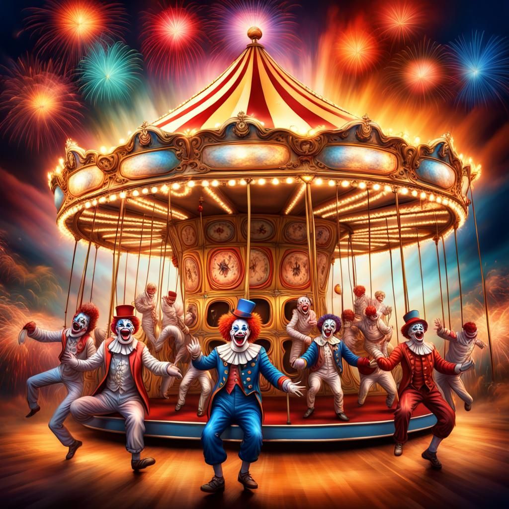 Merry-Go-Round with Circus Clowns - AI Generated Artwork - NightCafe ...