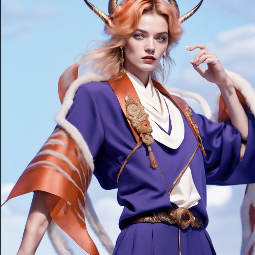 Ethereal Androgynous Maenad with Snake Crown - AI Art