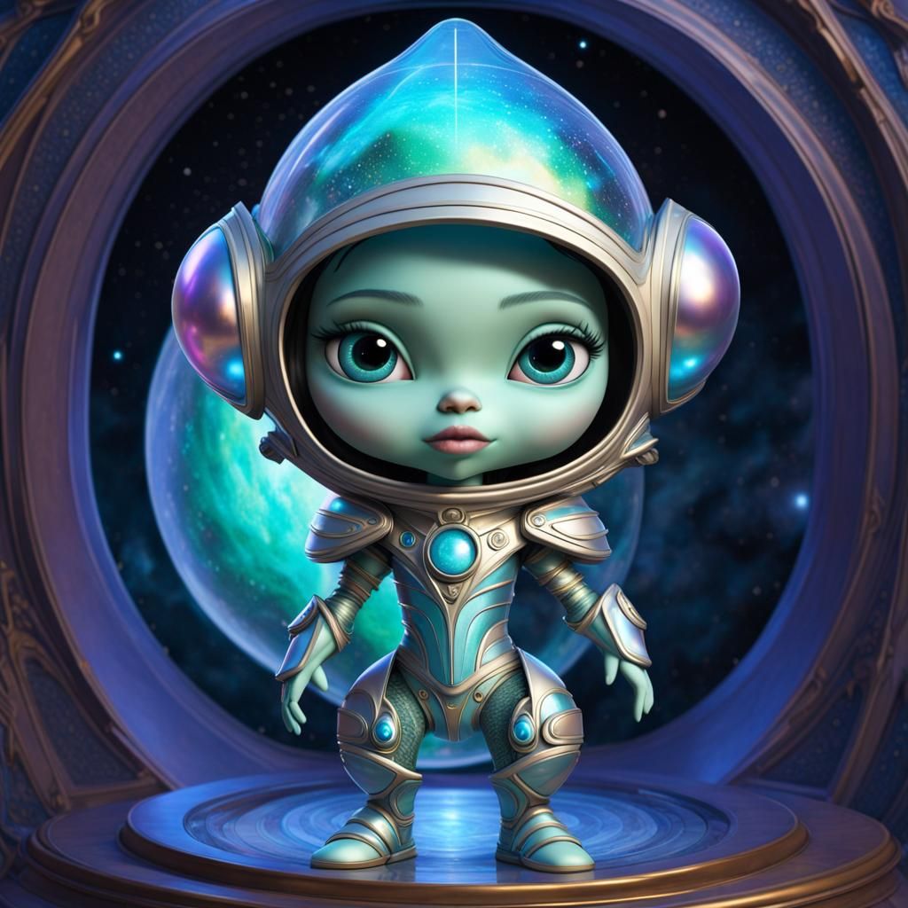 Disney Pixar style 3D Stunning alien traveler, wearing futuristic ...