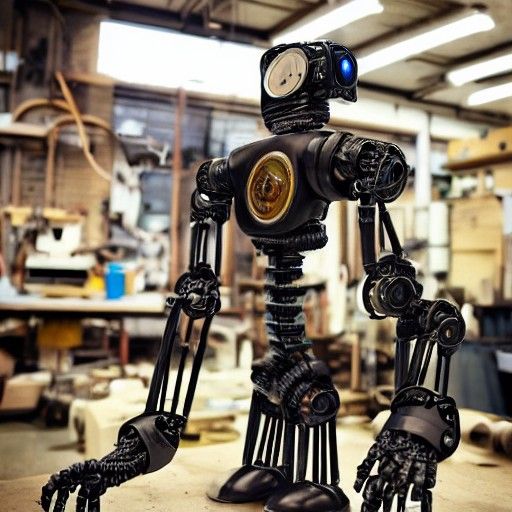 A robot in a workshop making things - AI Generated Artwork - NightCafe ...