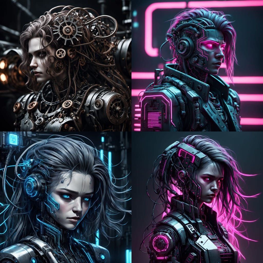 Cyberpunk Mechanical Abomination in Dark Color Sch... - AI Art