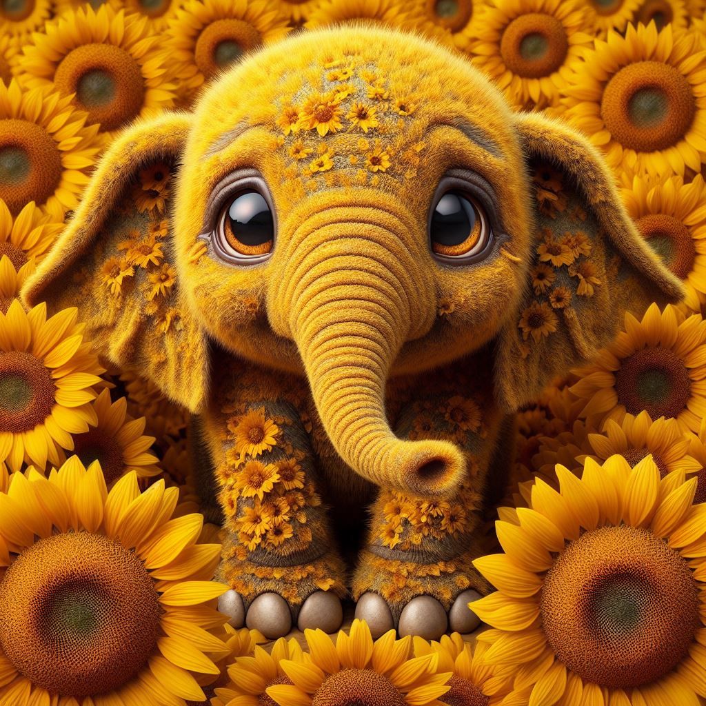 Cutest adorable happy baby yellow elephant made out of yellow ...