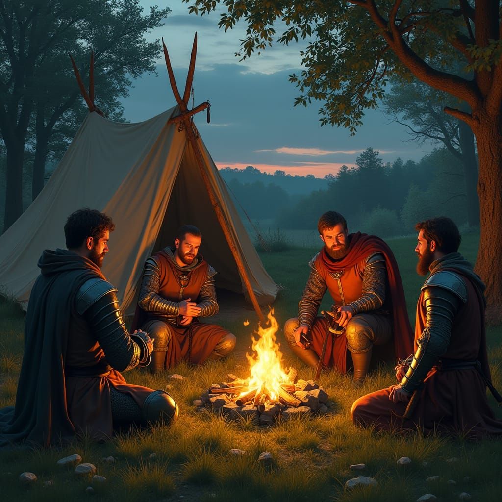 Campfire Tale - Medieval Knights Sharing Tales by Campfire