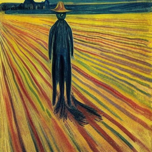 Scarecrow in Corn field, Edvard Munch - AI Generated Artwork ...