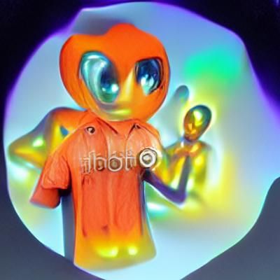 Bright Orange Dizzy Humanoid Figure with orange shirt and galaxy behind ...