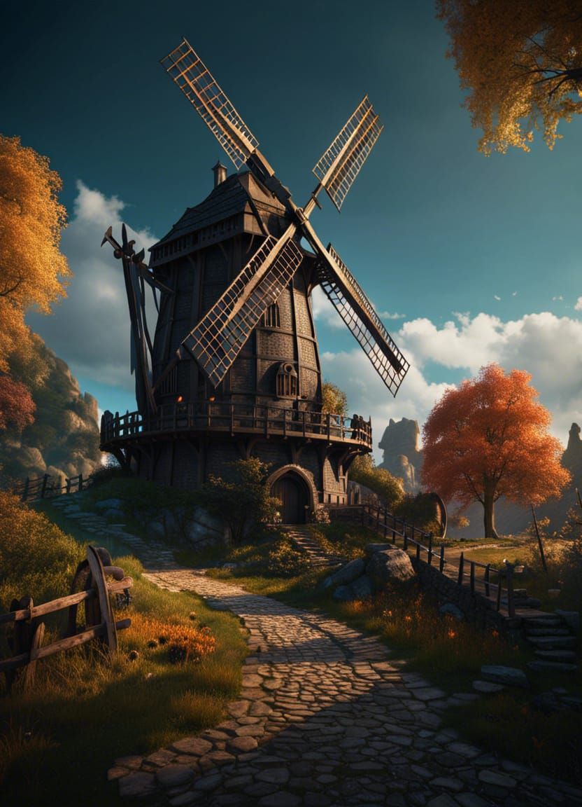Medieval Windmill - AI Generated Artwork - NightCafe Creator