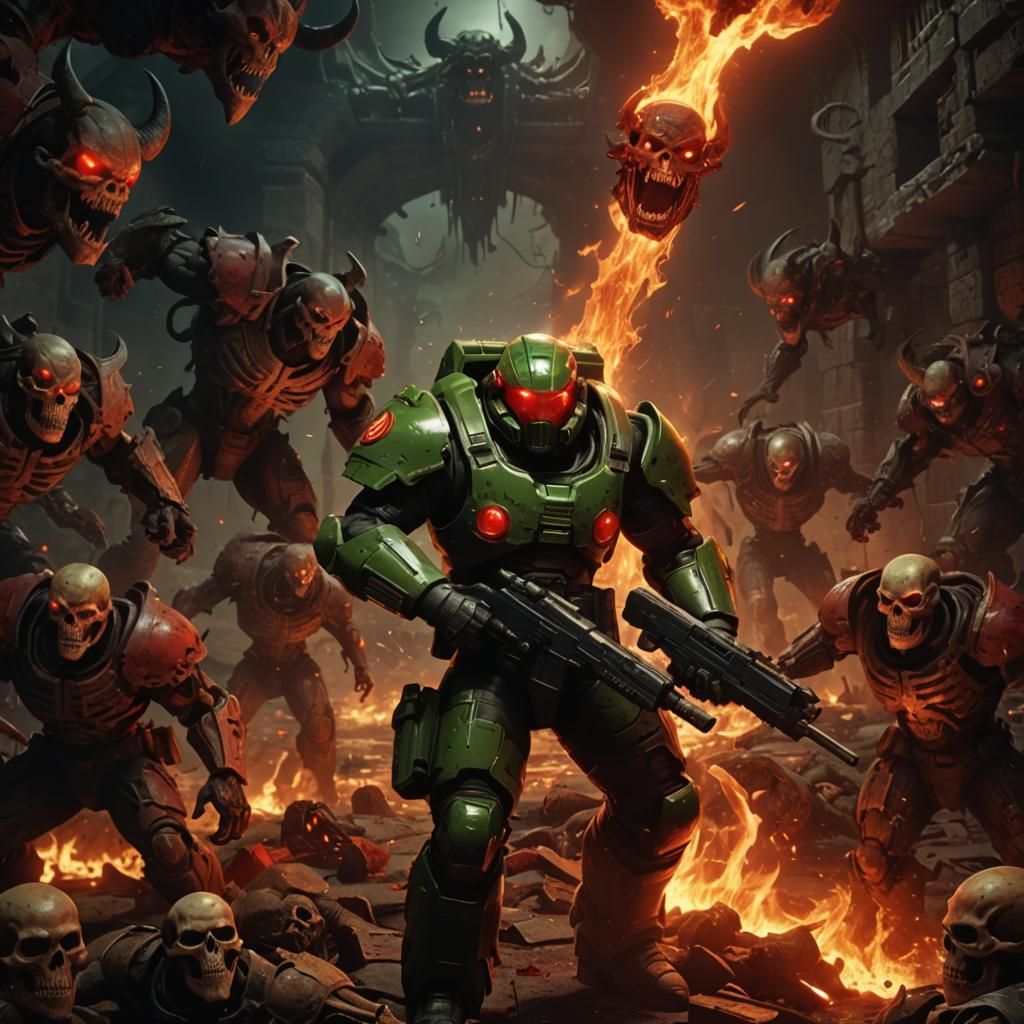 DoomGuy in Hell - AI Generated Artwork - NightCafe Creator