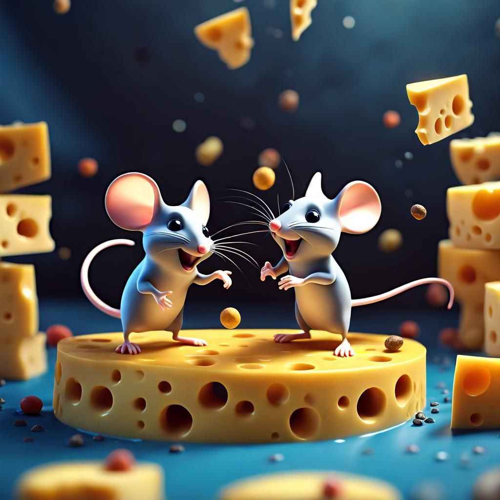 Happy Cheese-Mice - AI Generated Artwork - NightCafe Creator