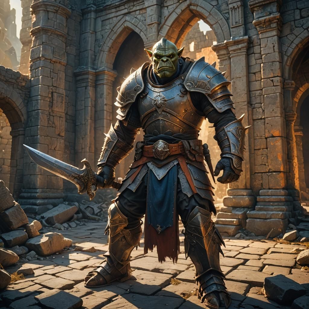 Orc warrior ready for battle - Dark Fantasy Orc Warrior in R...