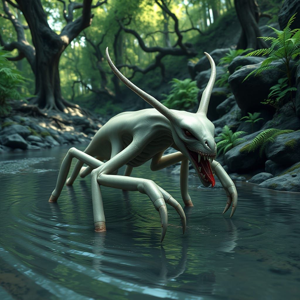 A hyperrealistic, highly-detailed photo of a mythological cryptid ...