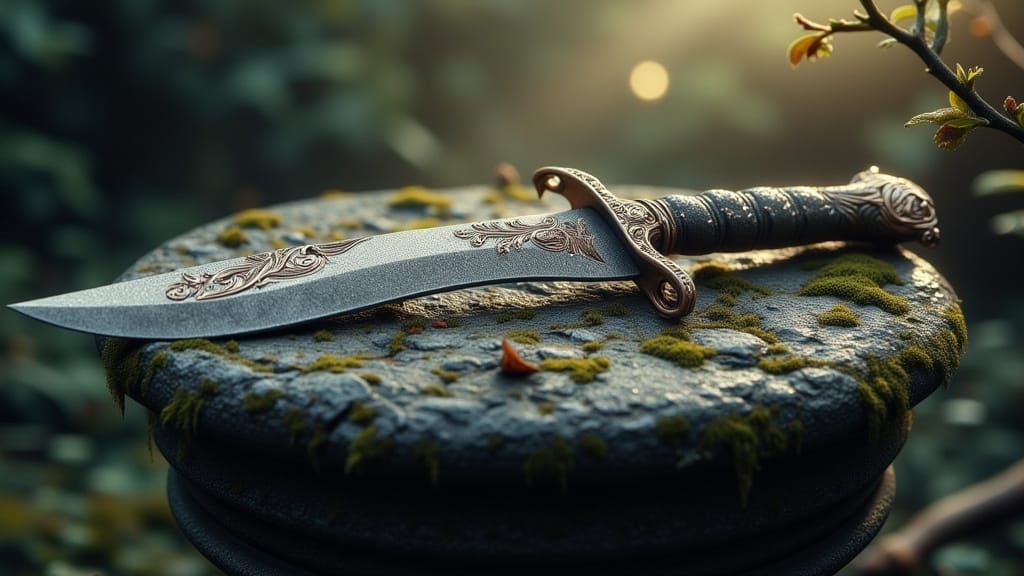 Fantasy Dagger in Ethereal Glow, Inspired by the B... - AI Art