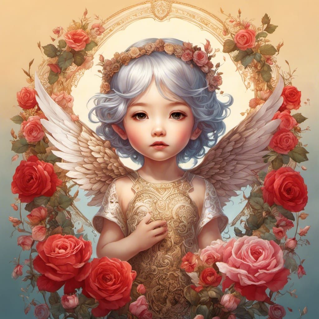 Sweet Rose Cherub - AI Generated Artwork - NightCafe Creator