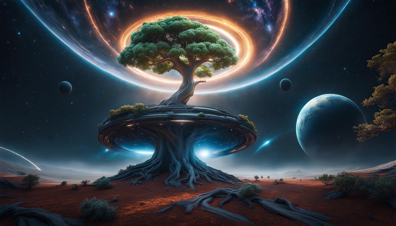 Eternal tree growing inside endless galaxy. - AI Generated Artwork ...