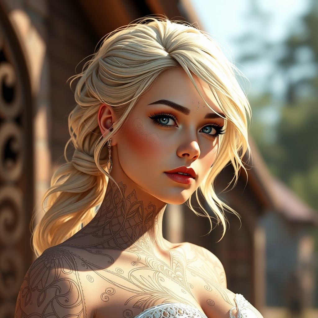 Gorgeous Busty Woman in Sunny, Intricate 3D Portra... - AI Art