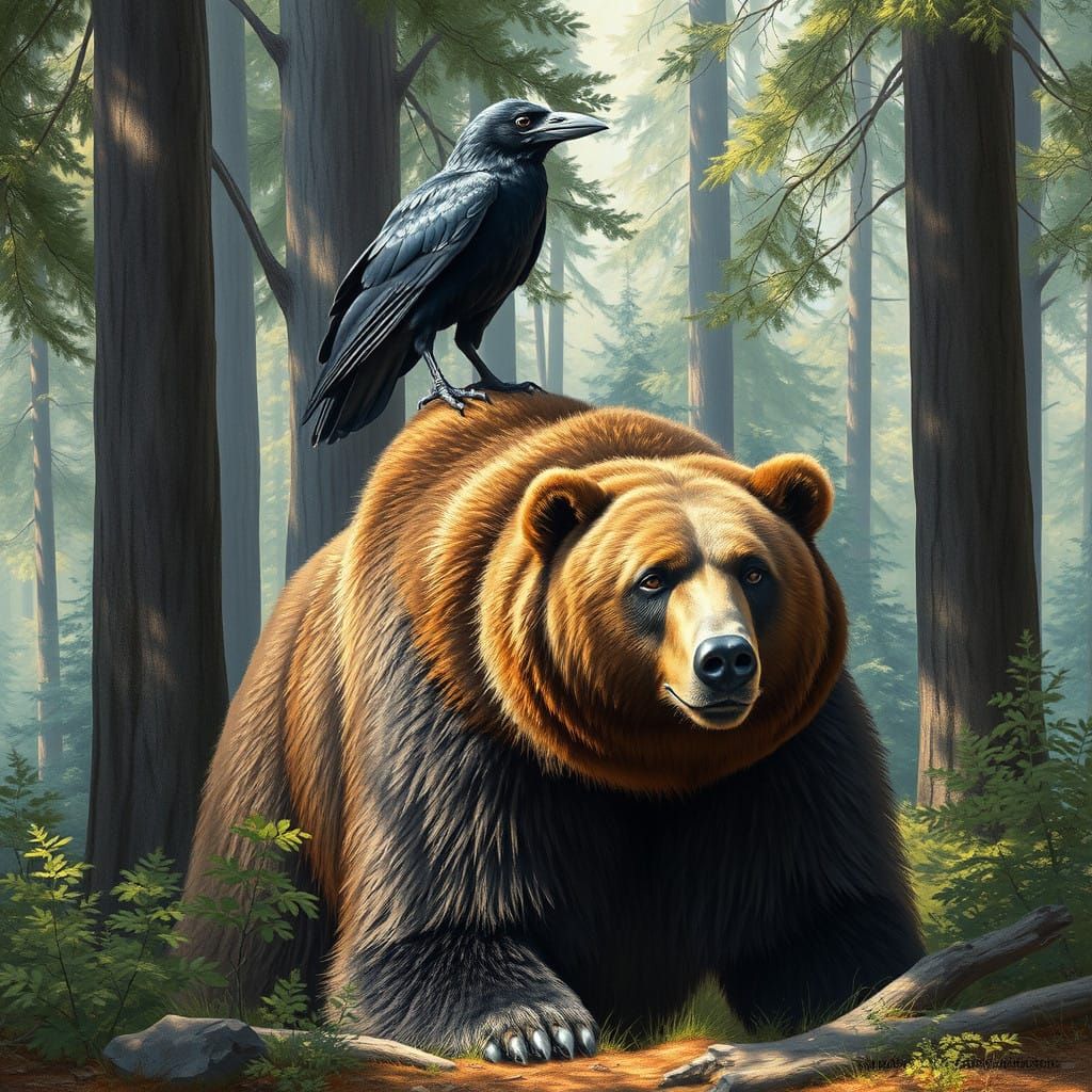 Crow with a bear - Crow with a bear