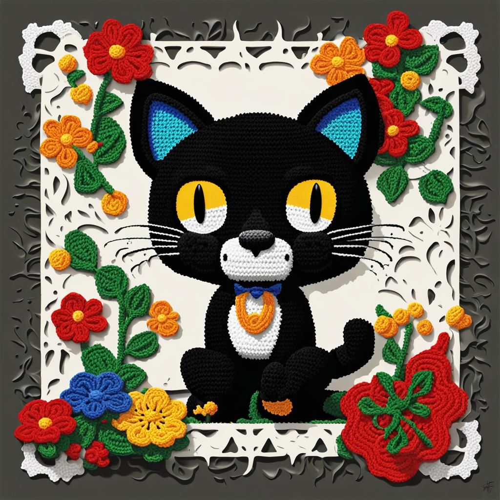 "felix the cat", crochet only, beautiful, intricately detailed - AI ...