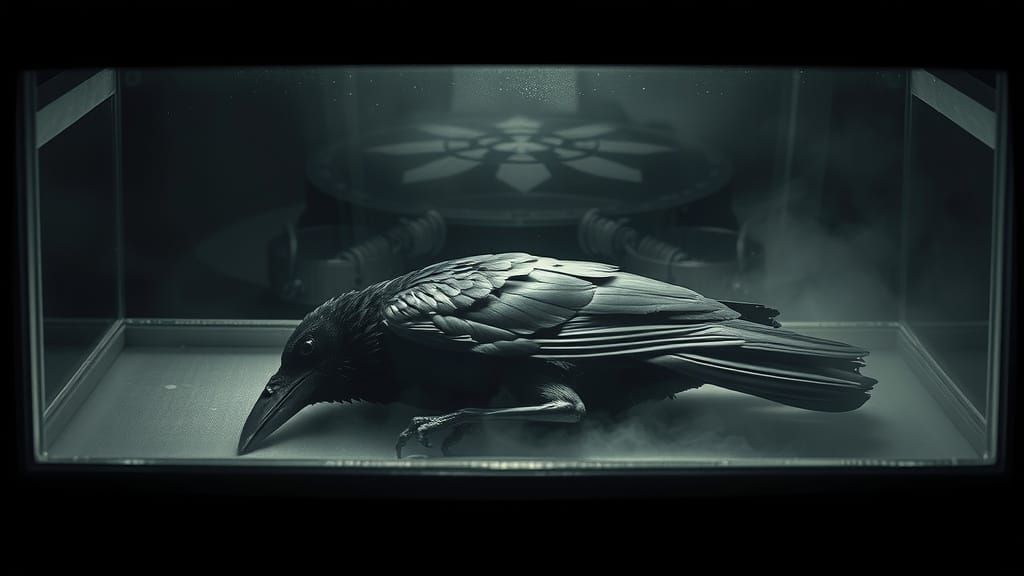 Ethereal Twilight: Raven's Lament in Cinematic Bla... - AI Art