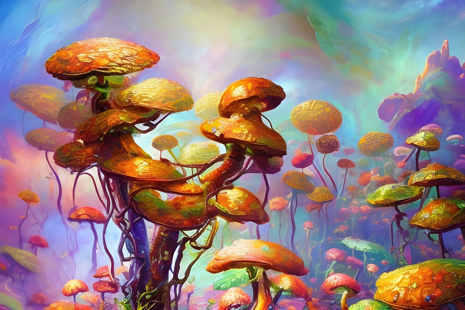 Magical Fantasy Mushrooms (II) - AI Generated Artwork - NightCafe Creator