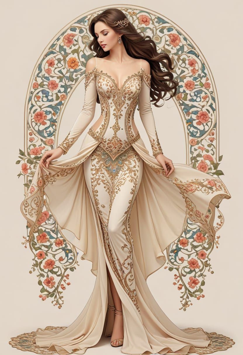 Pretty Lady (Arabesque style) - Lady in Elegant Arabesque Po...