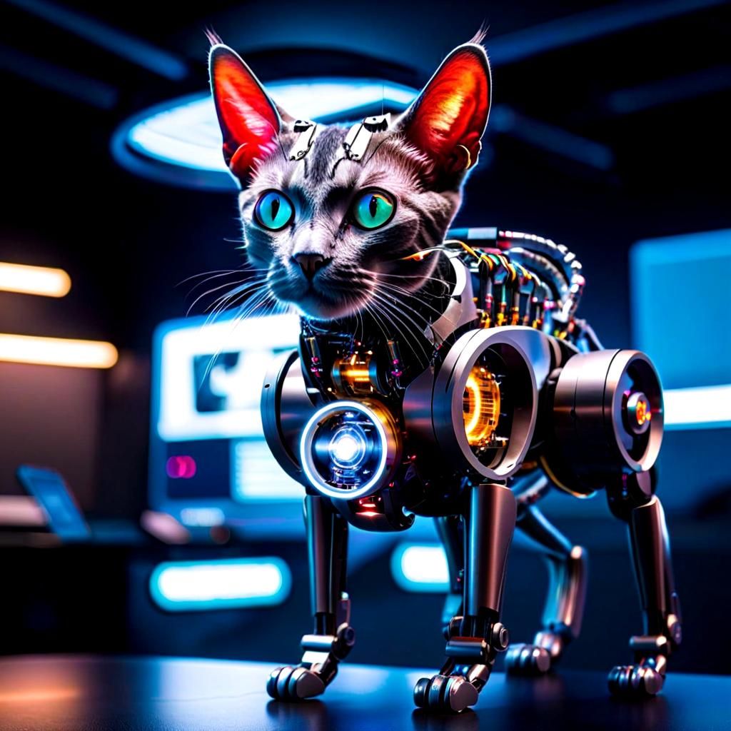Weird Cyborg Cat. - AI Generated Artwork - NightCafe Creator