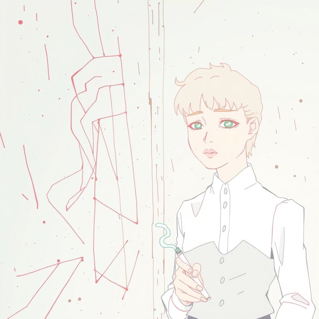 Basic Sketch - Mysterious Ruby Red Haired Woman in a Gloomy...