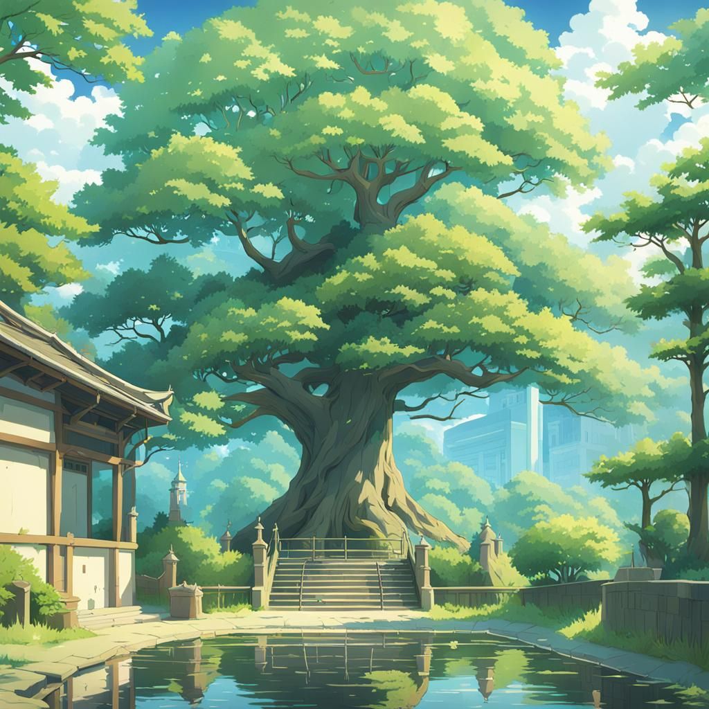 Tree by a thermae - AI Generated Artwork - NightCafe Creator