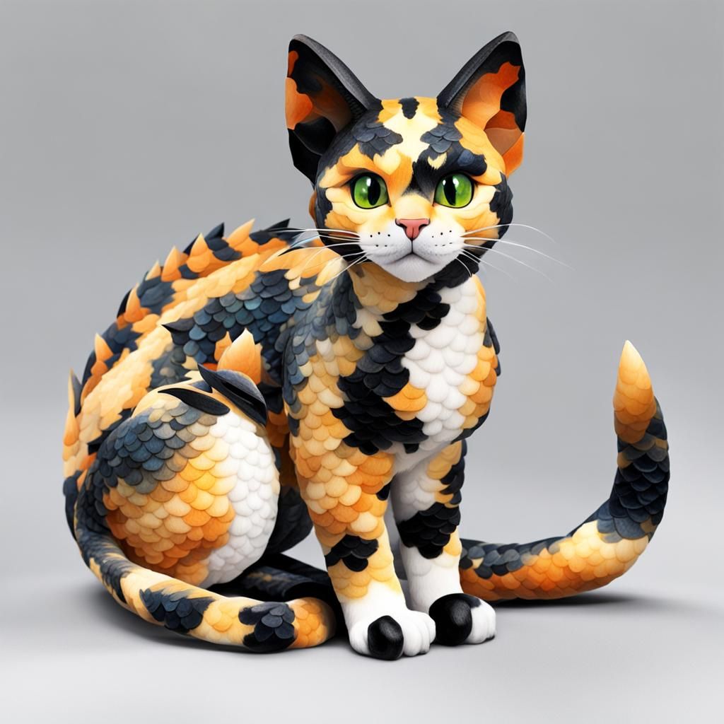 Scaled Dragon-Calico Cat hybrid - AI Generated Artwork - NightCafe Creator