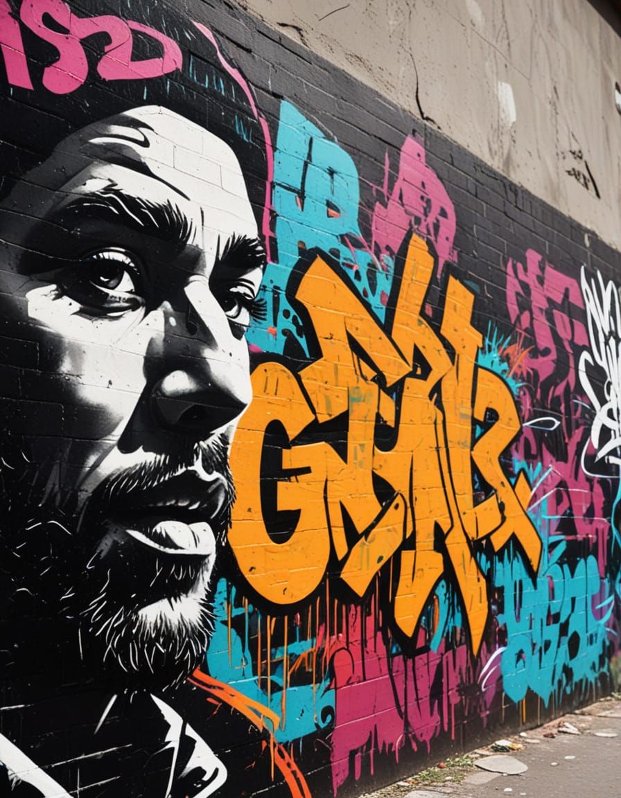 Graffiti Mural of Goons on Urban Wall - AI Art