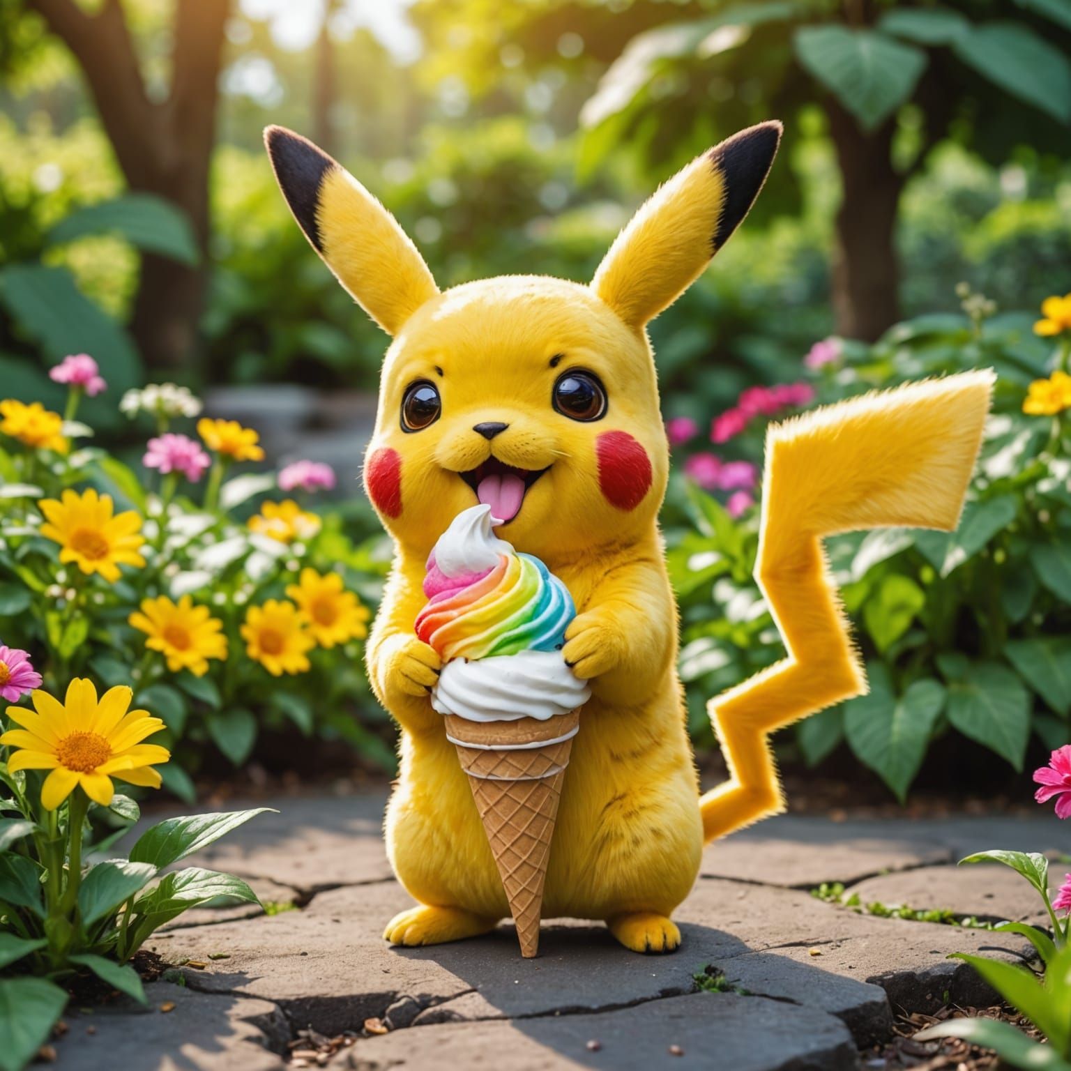 Pikachu Eating Icecream - AI Generated Artwork - NightCafe Creator