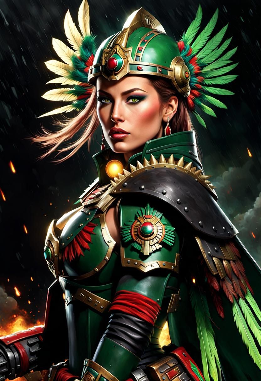 Warhammer 40k, Space Marine, beautiful woman, Ashley Graham, tanned ...