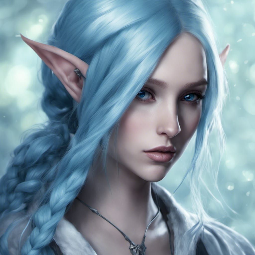 female elf blue hair - AI Generated Artwork - NightCafe Creator