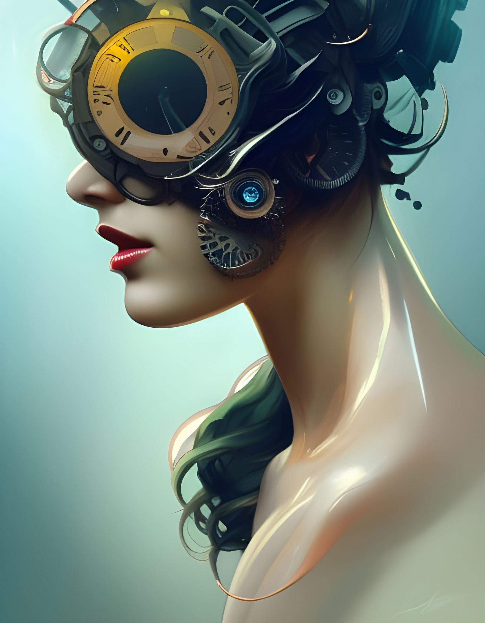 A beautiful clockwork android head and shoulders portrait, 8k ...