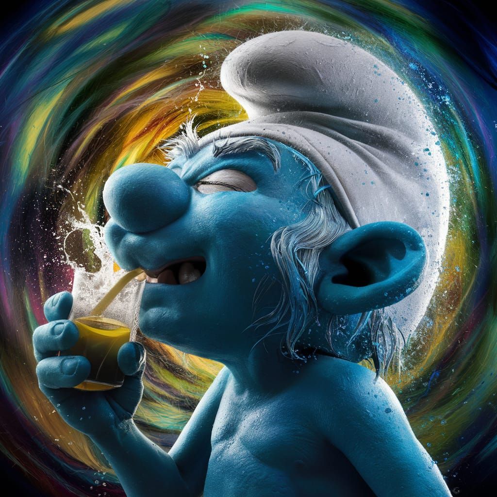 A slurping Smurf - AI Generated Artwork - NightCafe Creator