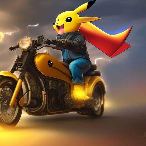 pikachu riding a motorcycle - AI Generated Artwork - NightCafe Creator