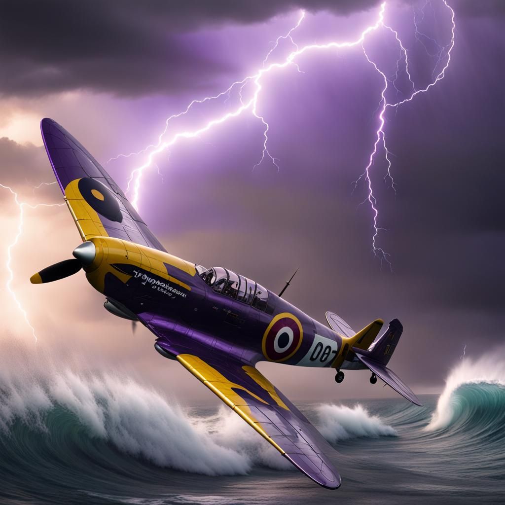 Storm Spitfire Flying - AI Generated Artwork - NightCafe Creator
