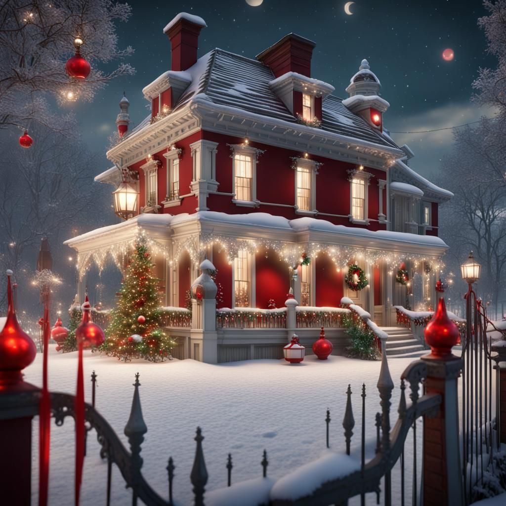 Victorian christmas house - AI Generated Artwork - NightCafe Creator