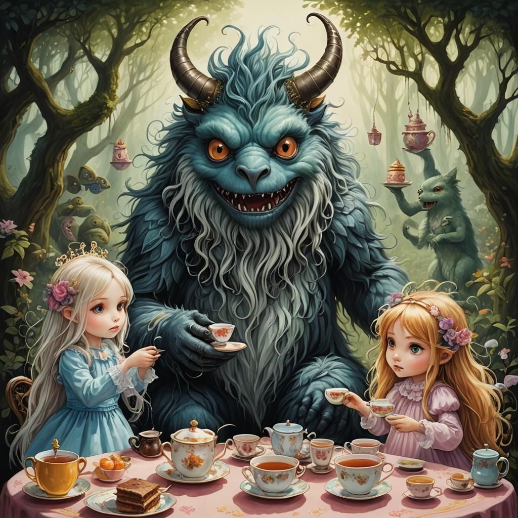 Monster Tea Party - AI Generated Artwork - NightCafe Creator