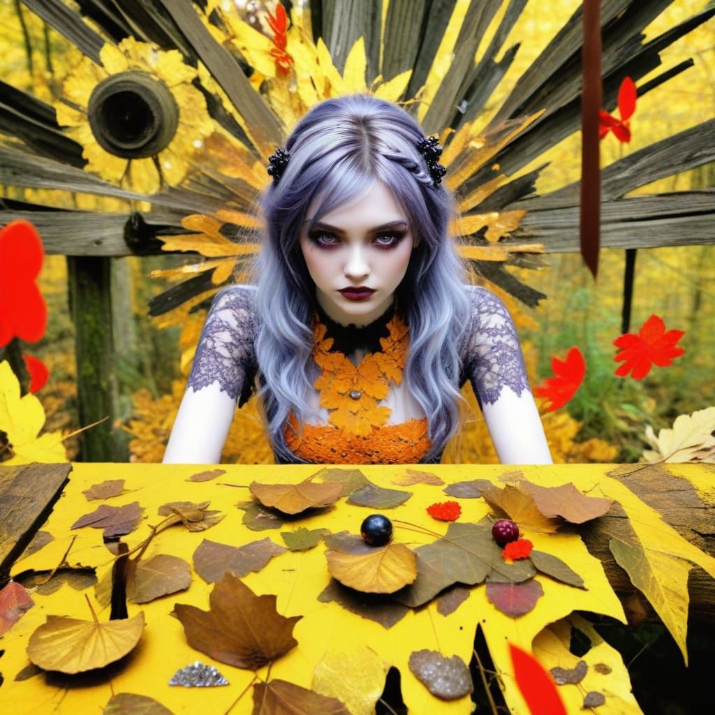 Goth Teenage Girl in Elegant, Intricate Gown, Surr... - AI Art