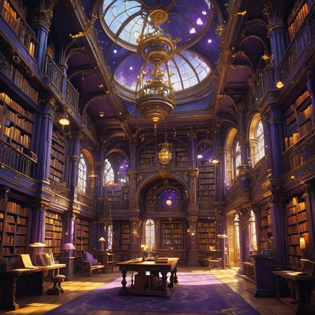 Amethyst Library 2 - AI Generated Artwork - NightCafe Creator