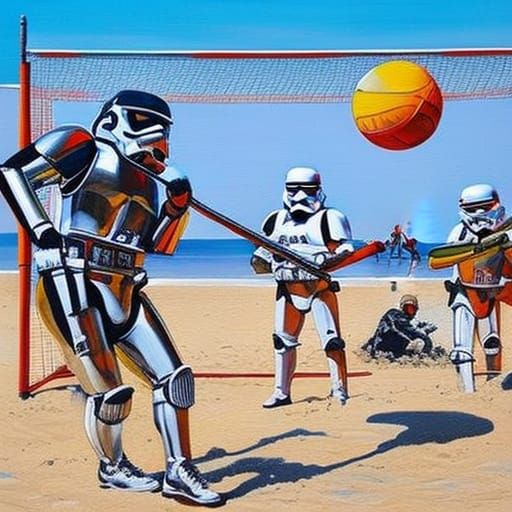 Stormtroopers play beach volleyball - AI Generated Artwork - NightCafe ...