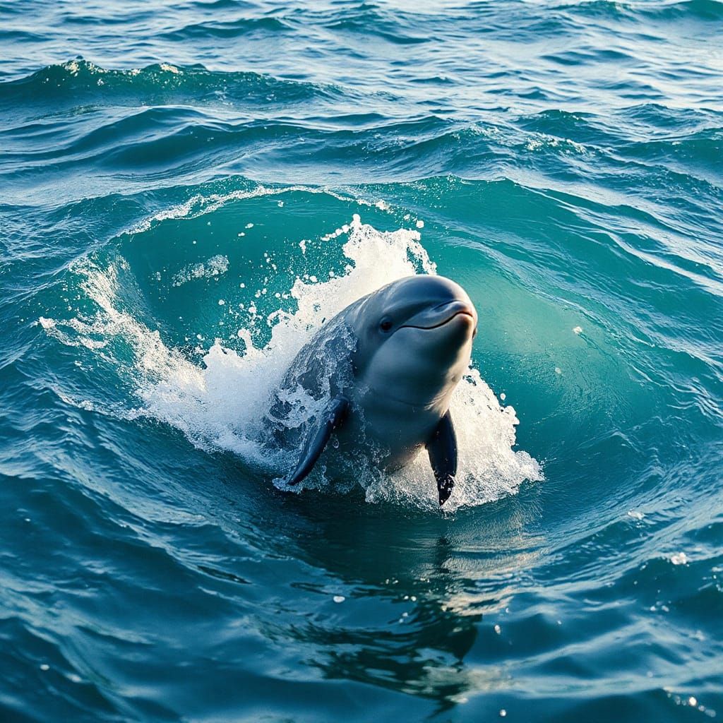 Dolphin Showing Off For Passing Boat